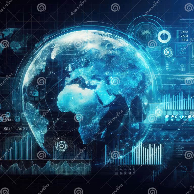 Planet Earth on the Background of Graphs, Diagrams. Stock Photo - Image ...
