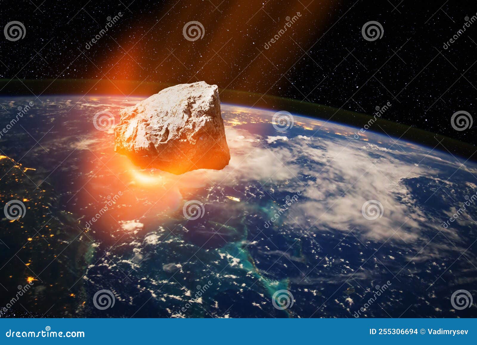 Planet Earth and Big Asteroid in the Space. Potentially Hazardous ... Planet Earth and Big Asteroid in the Space. Potentially Hazardous ...