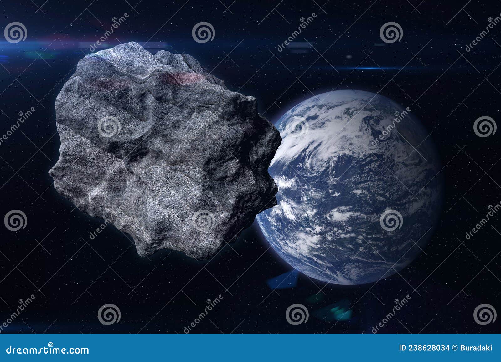 Incoming Asteroid on Planet Earth Stock Illustration - Illustration of ...