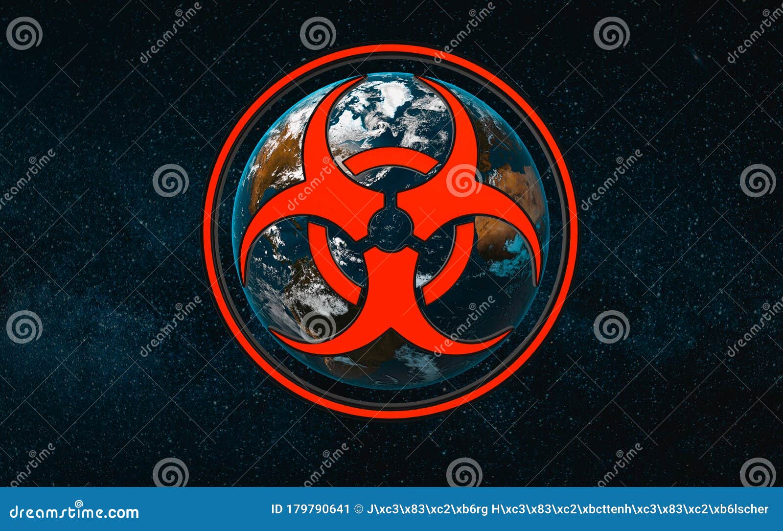 Planet Earth with a Biohazard Sign in the Universe Stock Image - Image ...