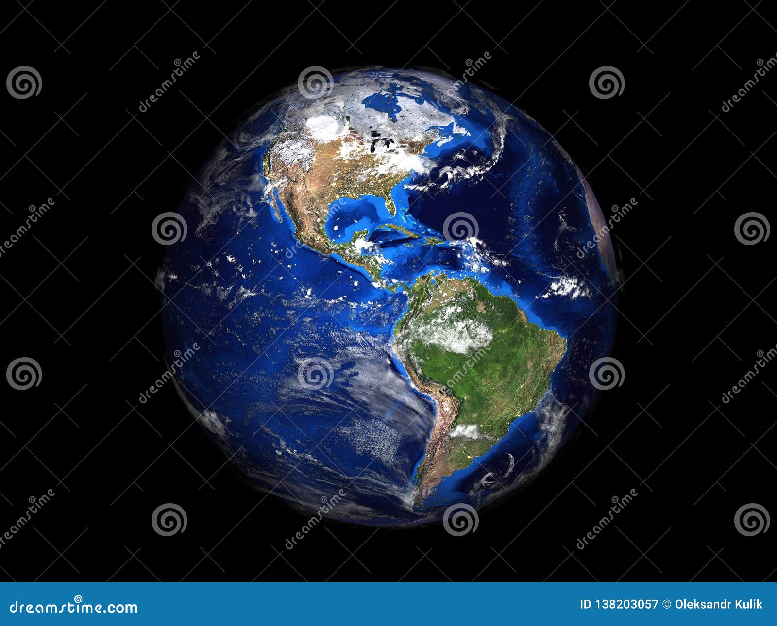Planet Earth on Black Background View from Space 3d Stock Illustration ...