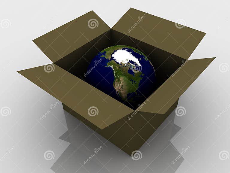 Planet Earth in a box stock illustration. Illustration of send - 2844631