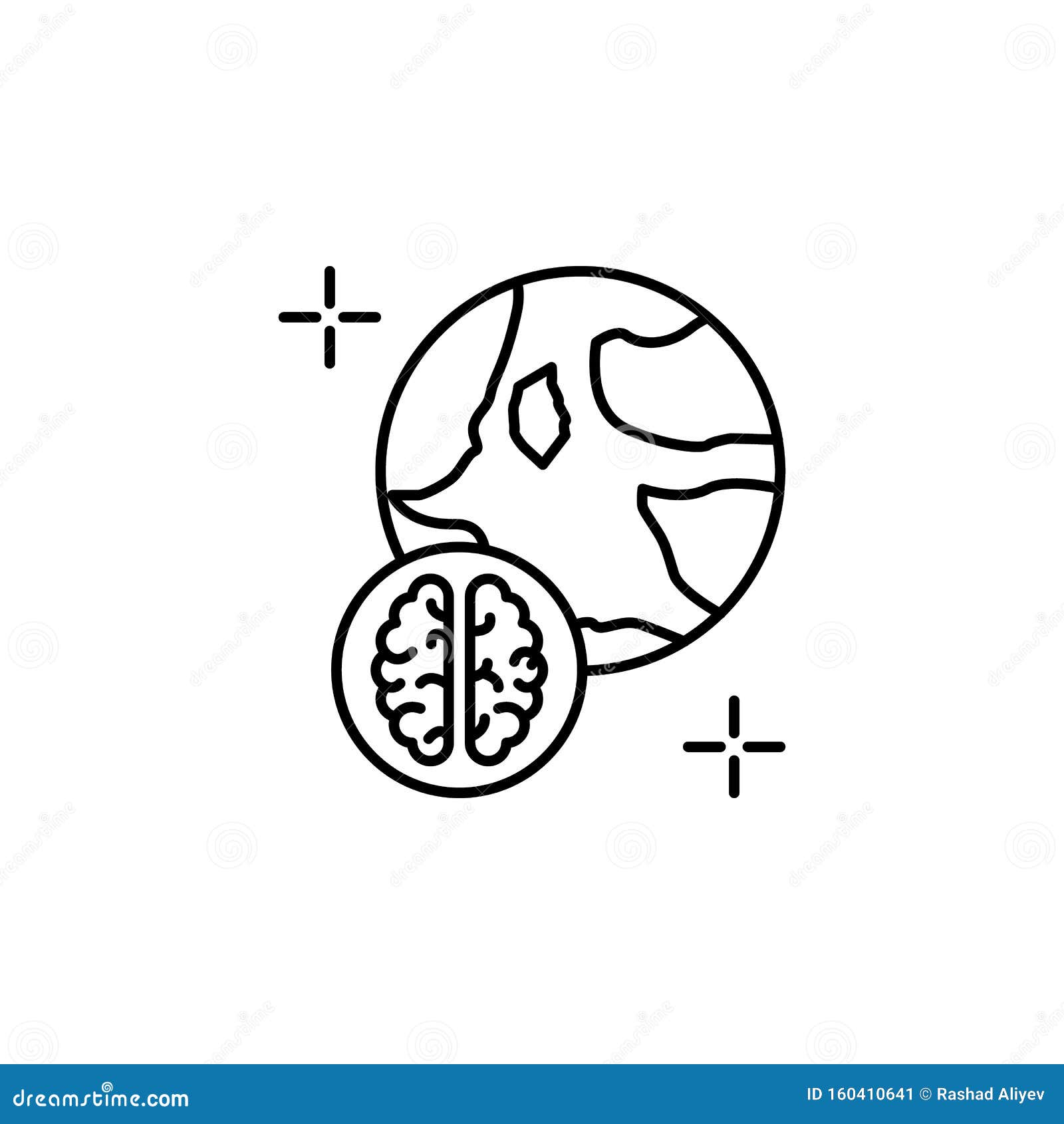 Planet Earth Brain Icon. Element of Brain Concept Stock Illustration ...