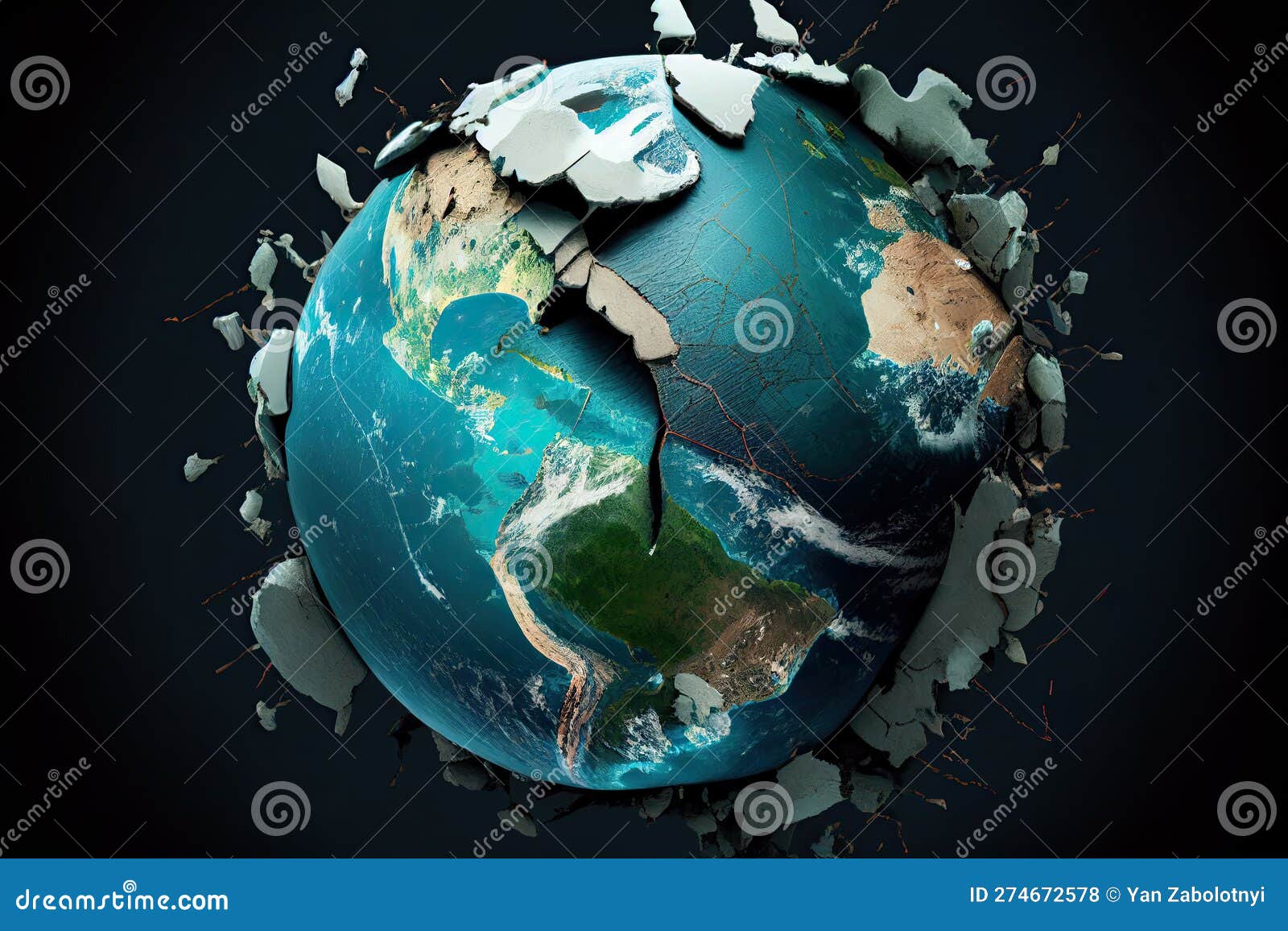 Planet Earth Broke Split View from Space. Generative AI Stock ...