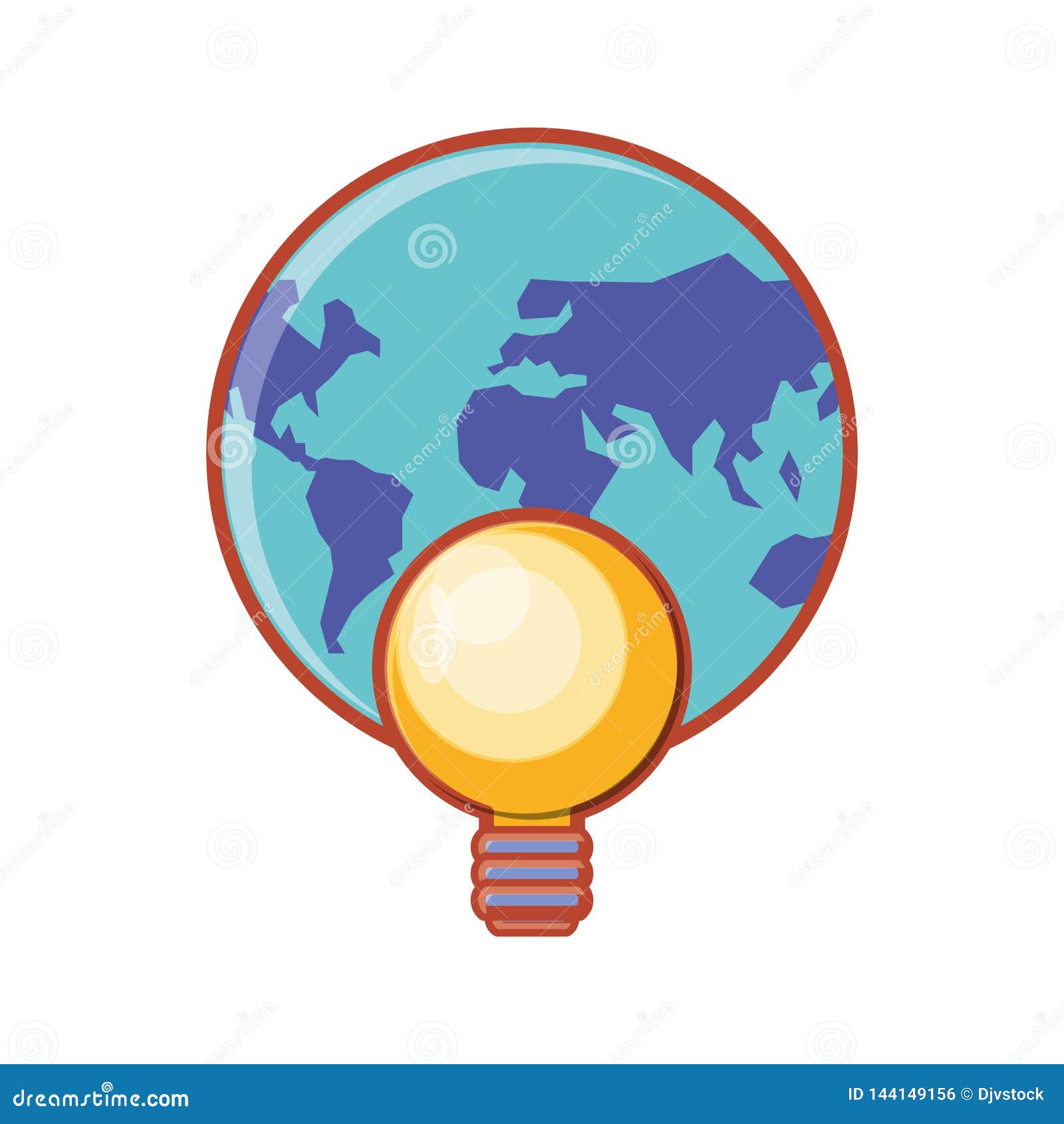 Planet Earth with Bulb Light Stock Illustration - Illustration of ...