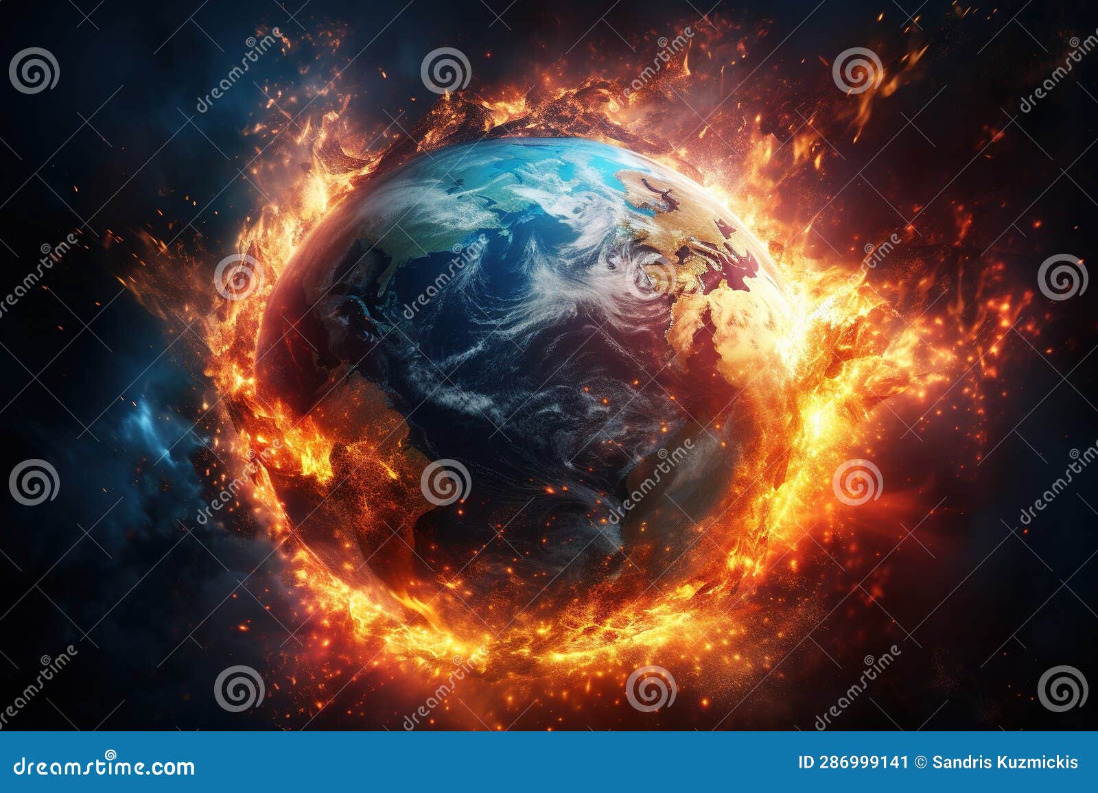 Planet Earth is Burning in Fire Stock Image - Image of disaster, space ...