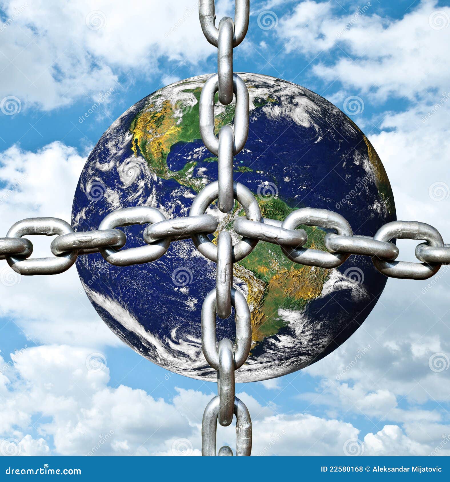 Planet earth with chain stock illustration. Illustration of hold - 22580168