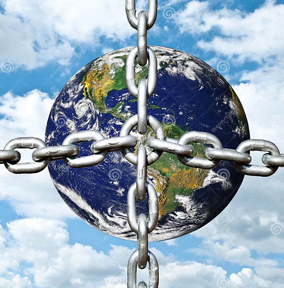 Planet earth with chain stock illustration. Illustration of hold - 22580168