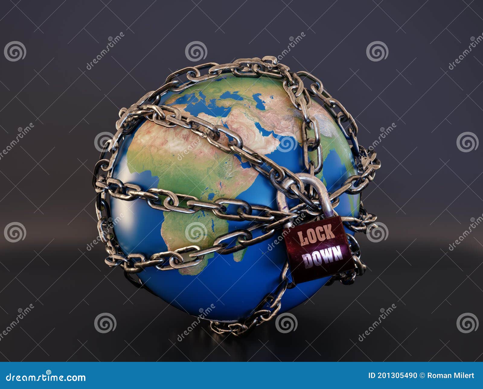 Planet Earth Chained and Locked with Padlock Stock Illustration ...