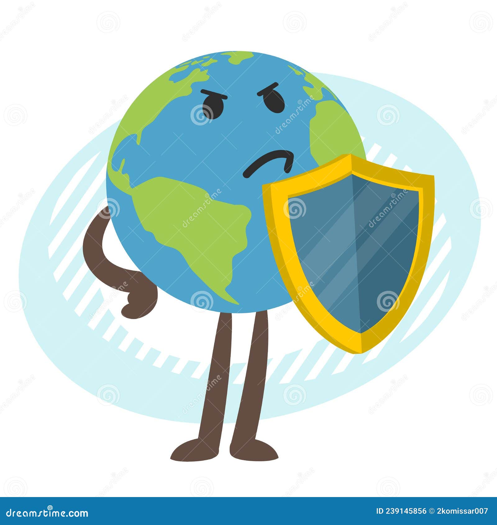 Planet Earth Character with the Shield Stock Vector - Illustration of ...