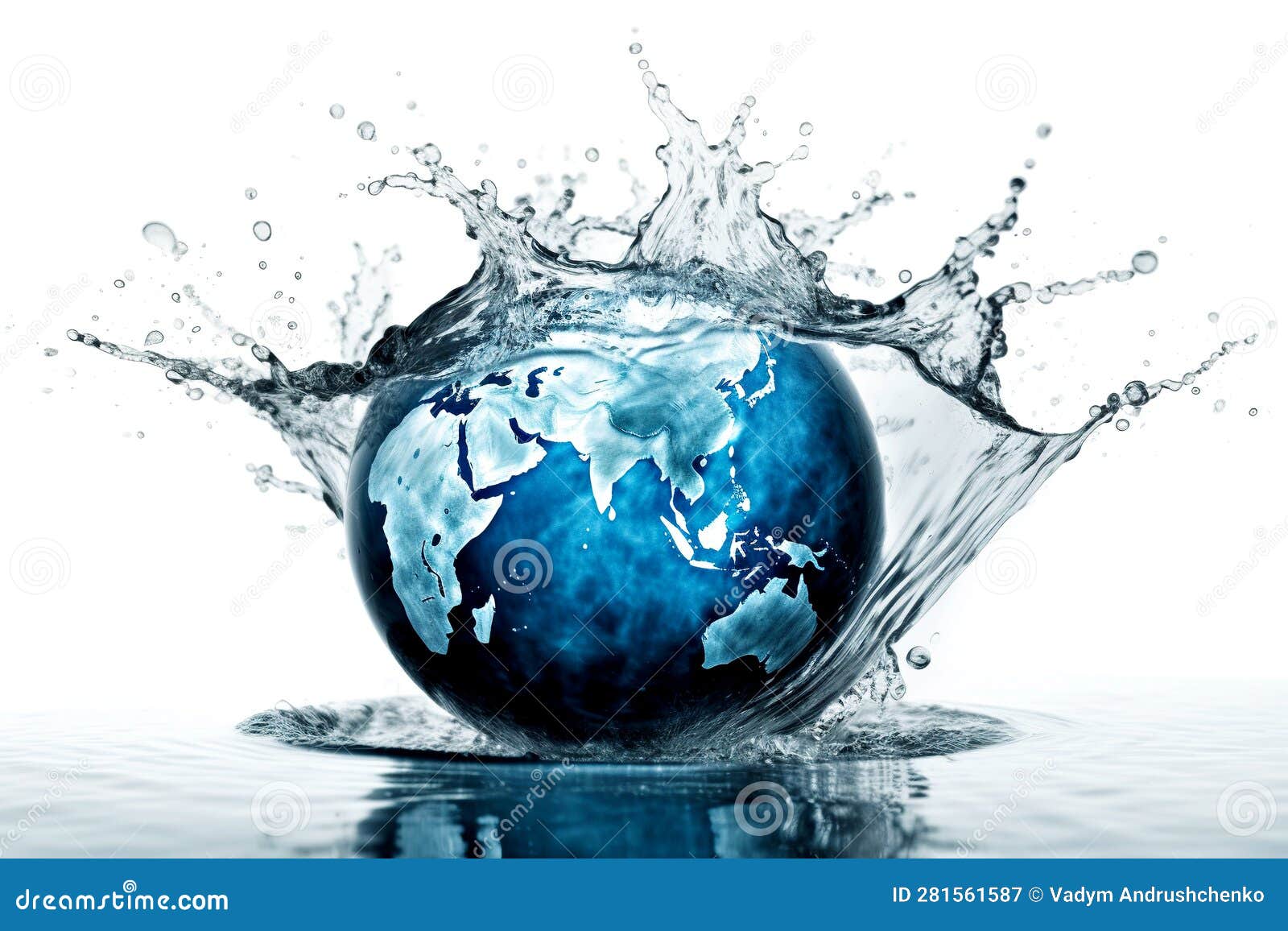 Planet Earth in Clean Water Splash Isolated on White, Environment and ...