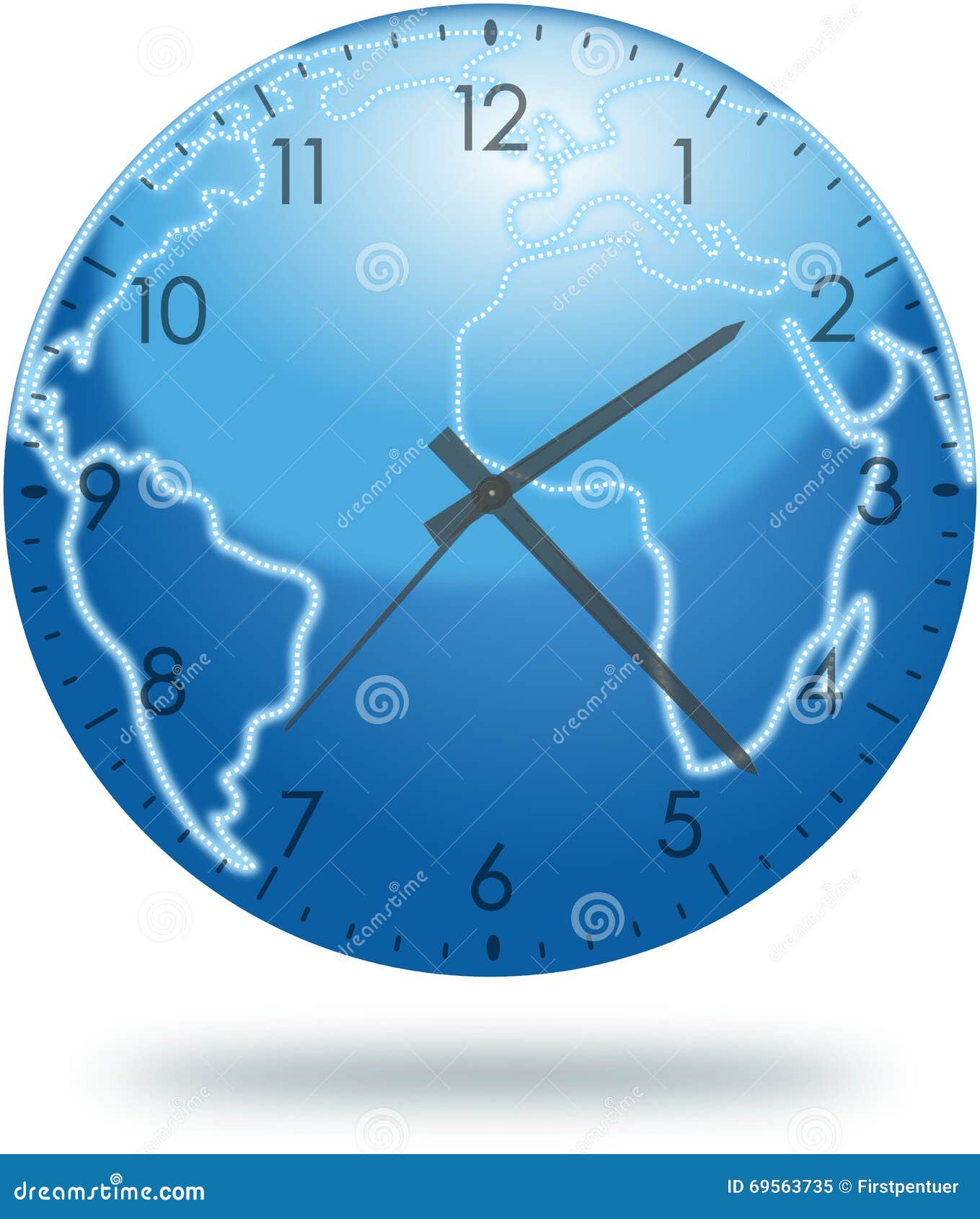 Planet Earth with Clock Face Isolated on White Stock Illustration ...