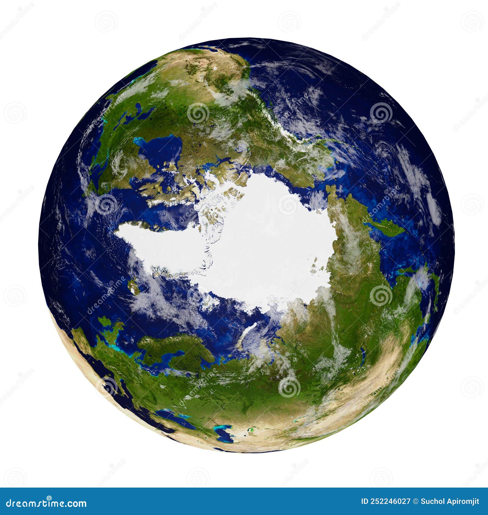 Planet Earth with Clouds Isolated on White Background Stock ...