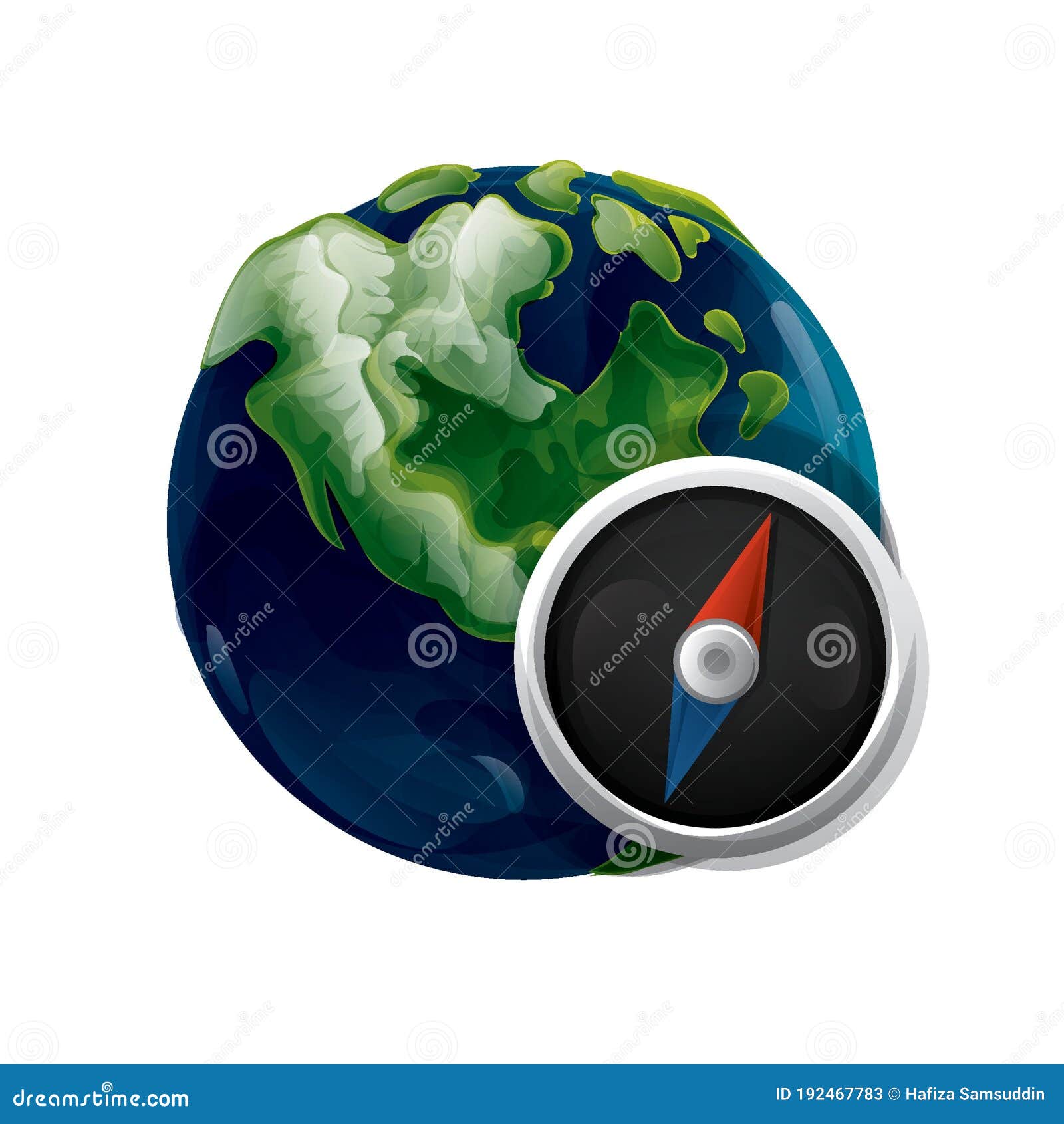 Planet Earth with Compass Concept. Vector Illustration Decorative ...