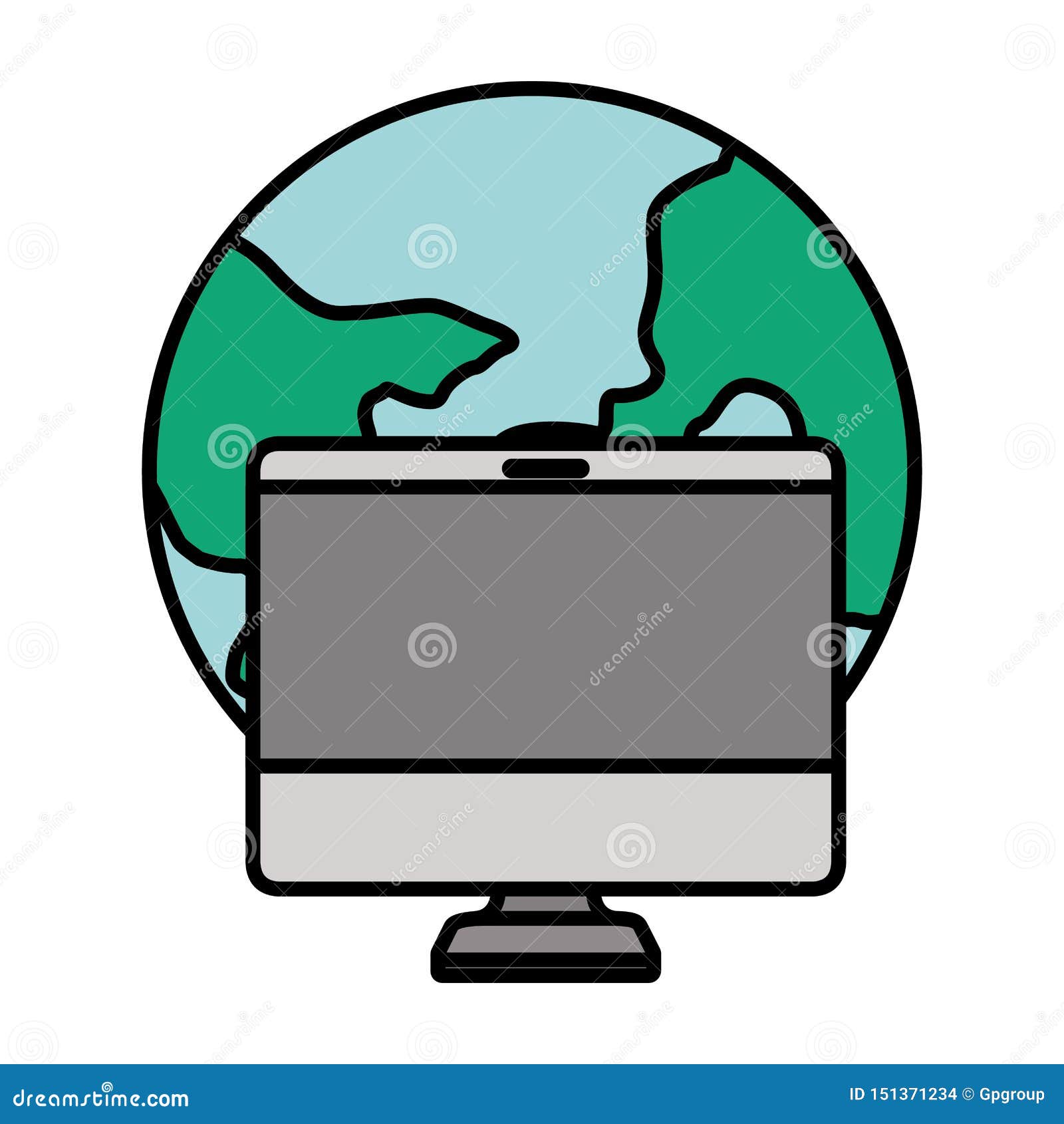 Planet Earth with Computer Desktop Icon Stock Vector - Illustration of ...