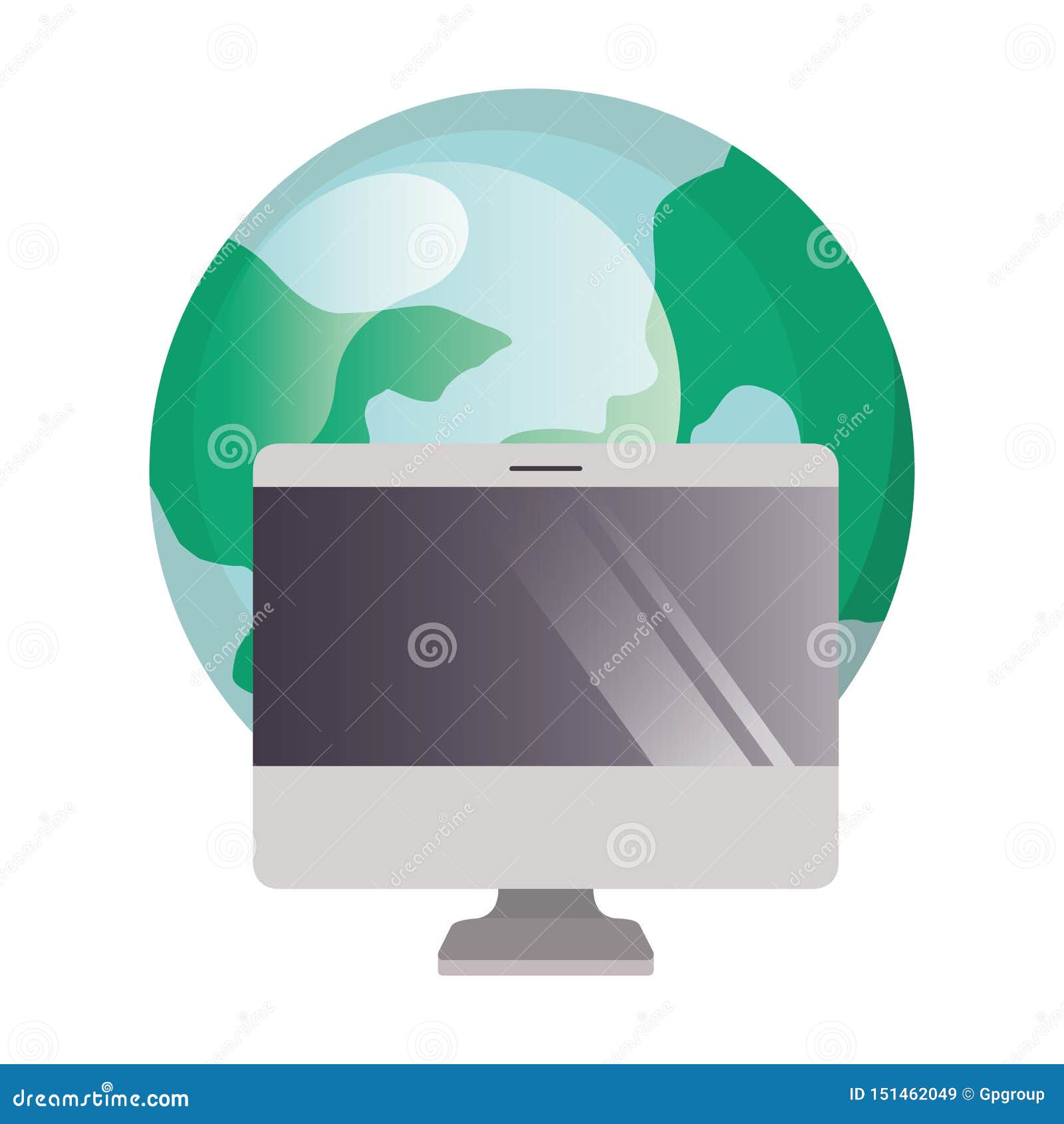 Planet Earth with Computer Desktop Icon Stock Vector - Illustration of ...