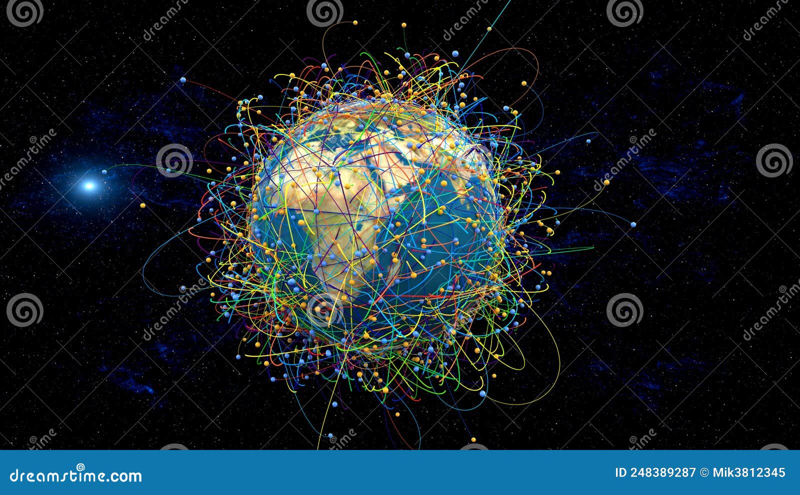 Planet Earth and Connections Stock Illustration - Illustration of globe ...