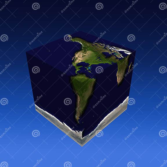Planet Earth in cube shape stock illustration. Illustration of cube ...