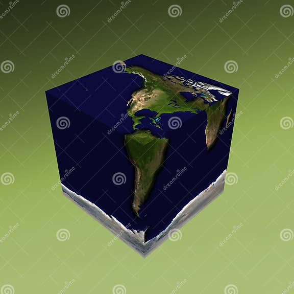 Planet Earth in cube shape stock illustration. Illustration of ...