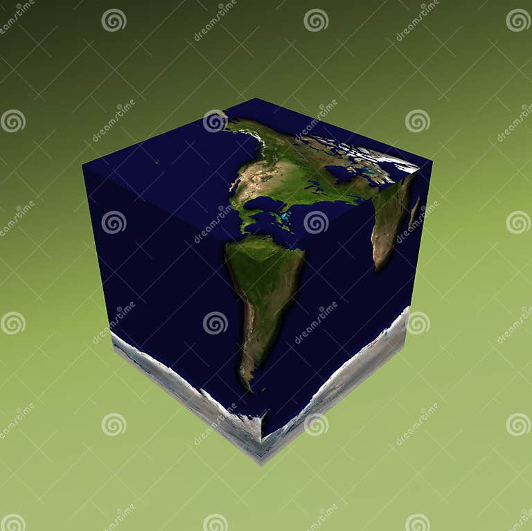 Planet Earth in cube shape stock illustration. Illustration of ...