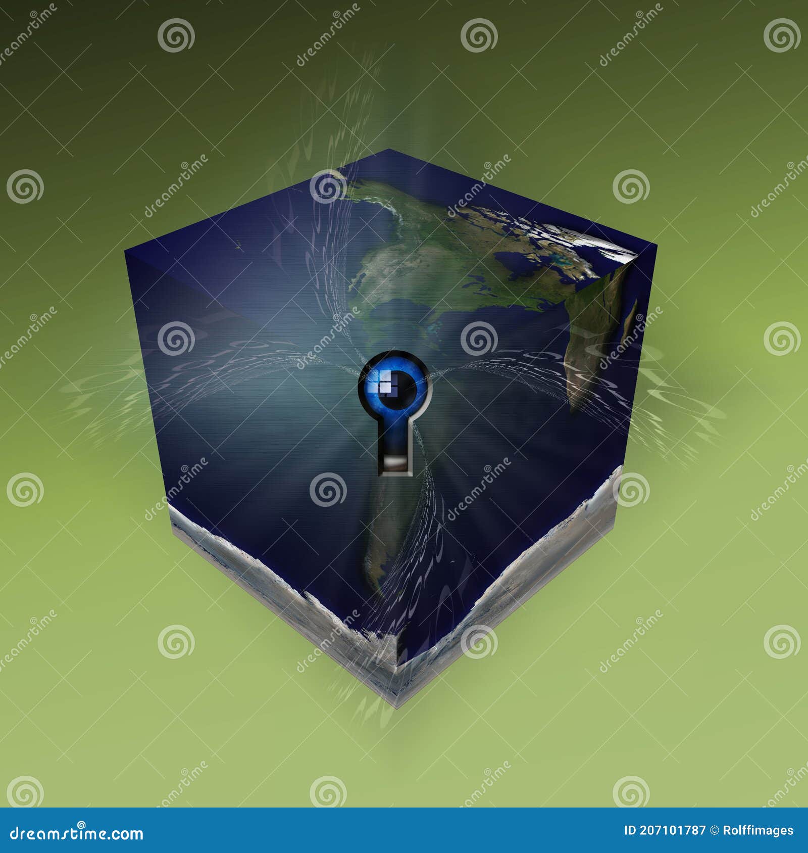 Planet Earth in cube shape stock illustration. Illustration of human ...