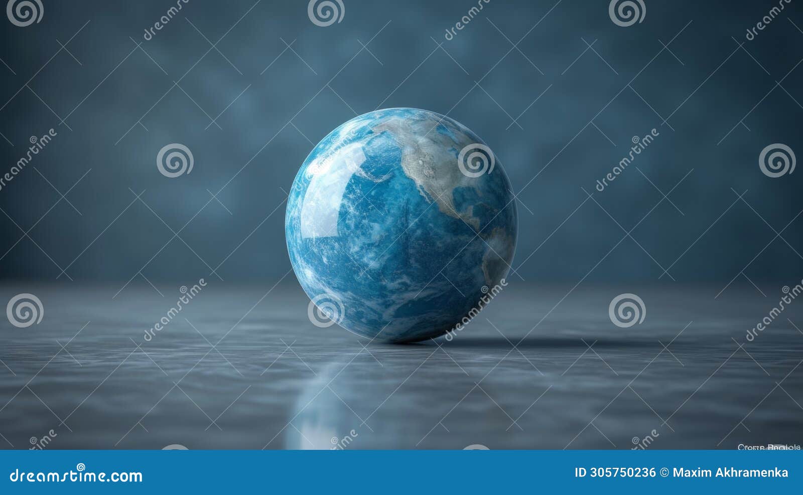 Planet Earth in 3D Style on a Mirror Surface Stock Photo - Image of ...