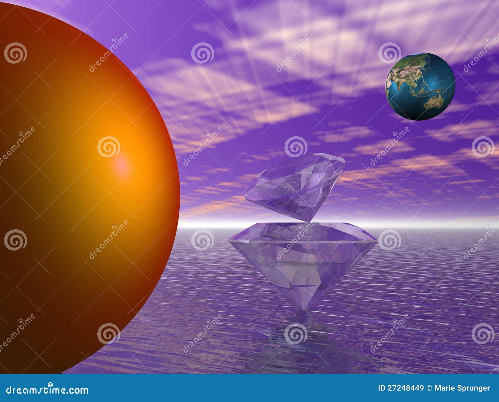 Planet earth and diamond stock illustration. Illustration of ecology ...