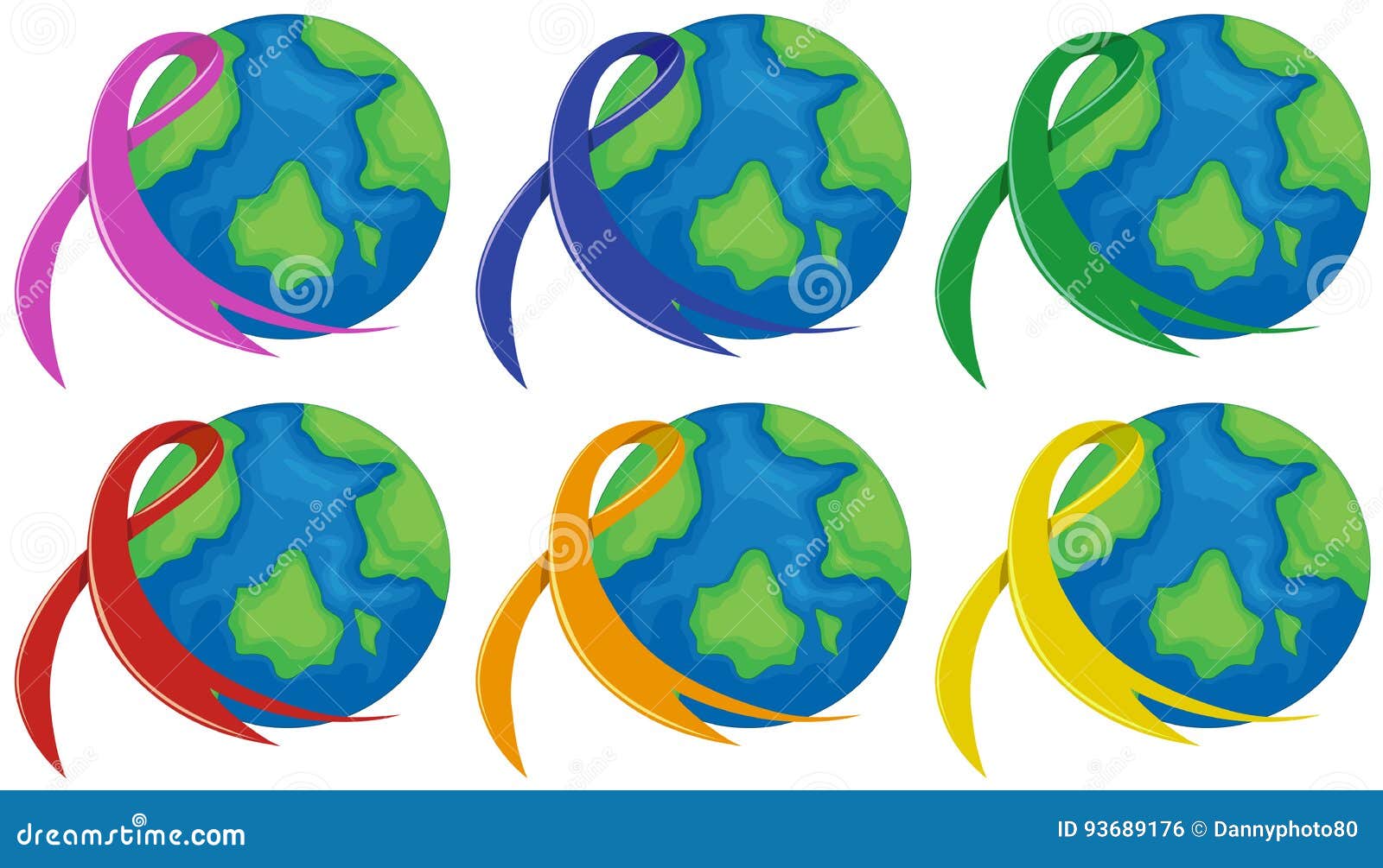 Planet Earth and Different Color Ribbons Stock Vector - Illustration of ...