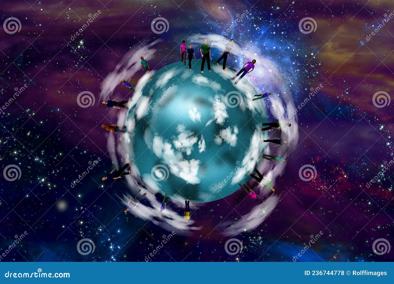 Planet Earth with Different People Stock Illustration - Illustration of ...