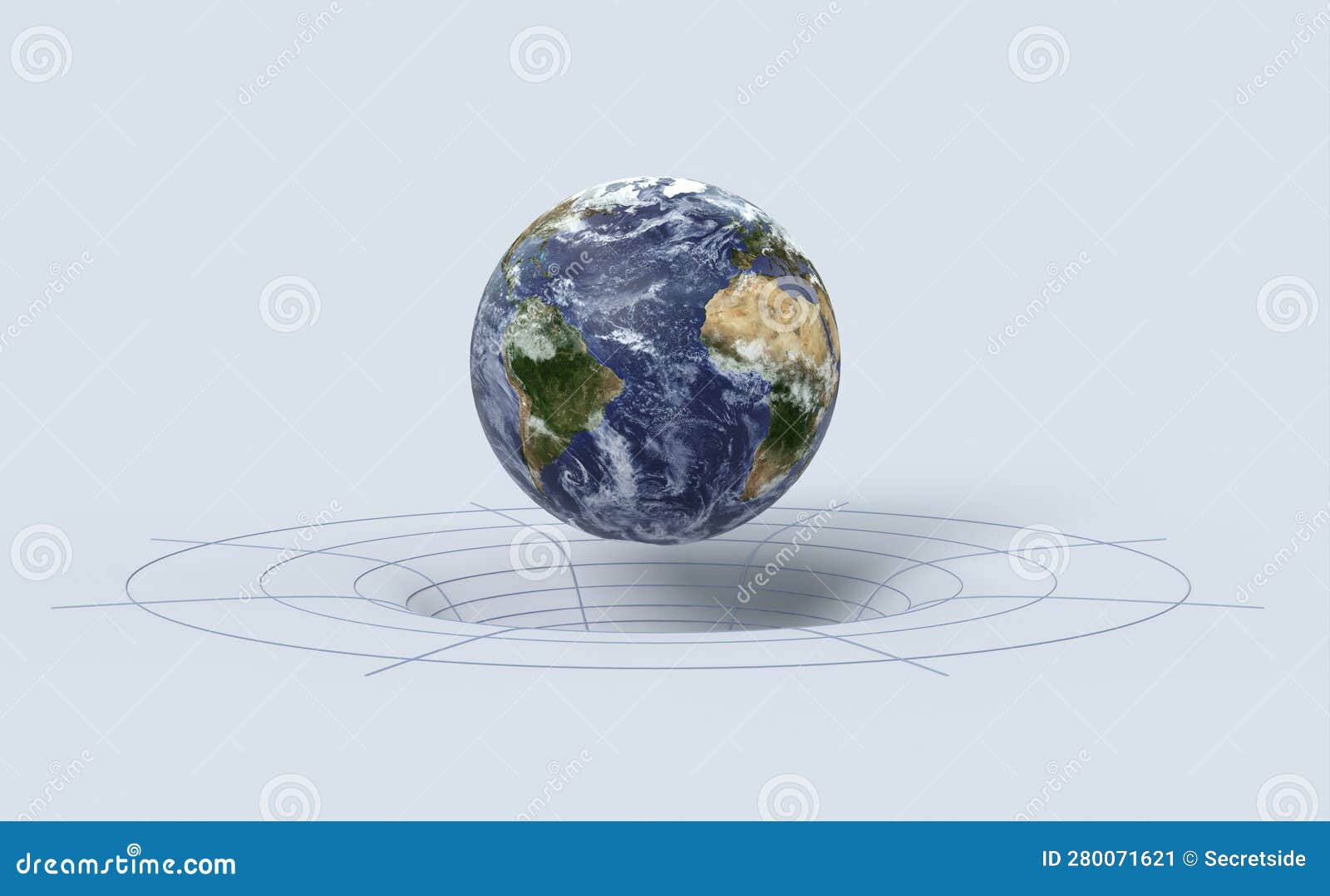 Planet Earth Distorts Space Time - 3d Render Stock Illustration ...