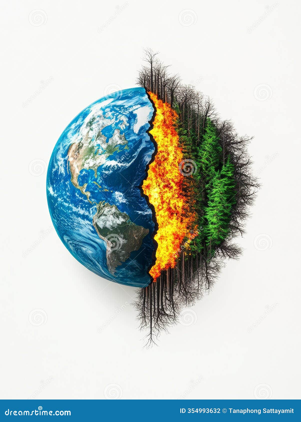 Planet Earth Divided a Striking Image Depicting a Planet Split between ...