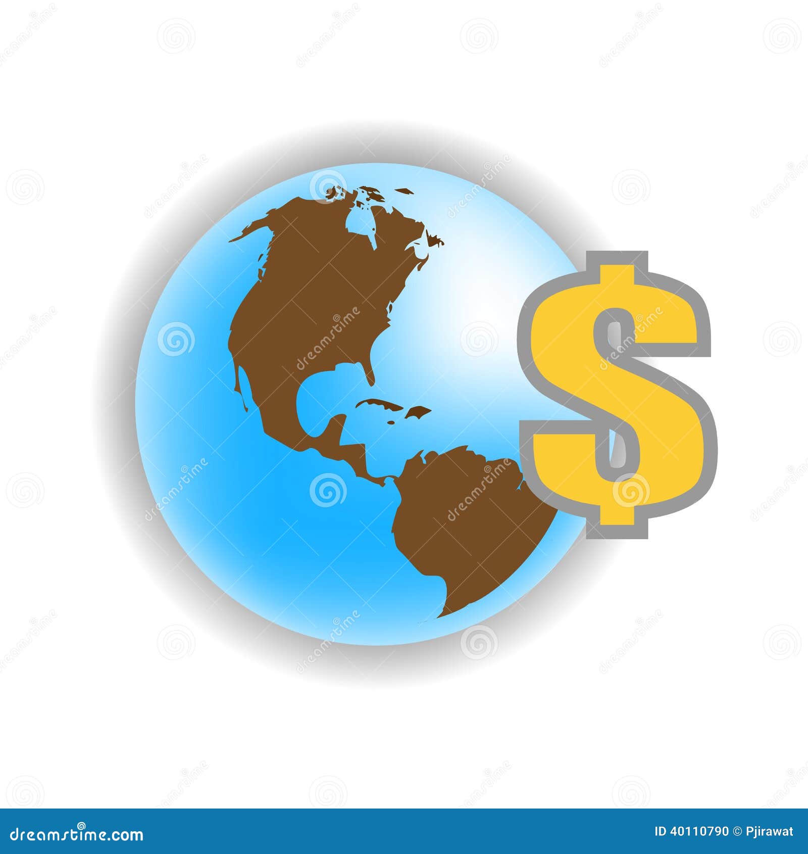 Planet Earth with dollar stock vector. Illustration of business - 40110790