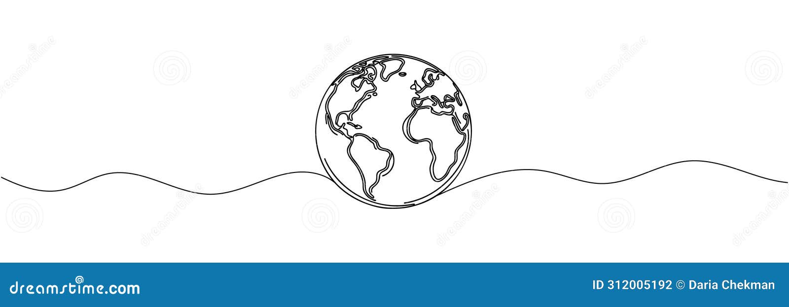 Planet Earth is Drawn with One Continuous Line. Vector Illustration ...