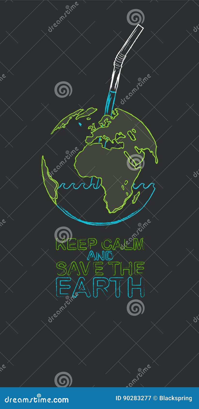 Planet Earth with Drinking Straw. Ecological Concept Stock Vector ...