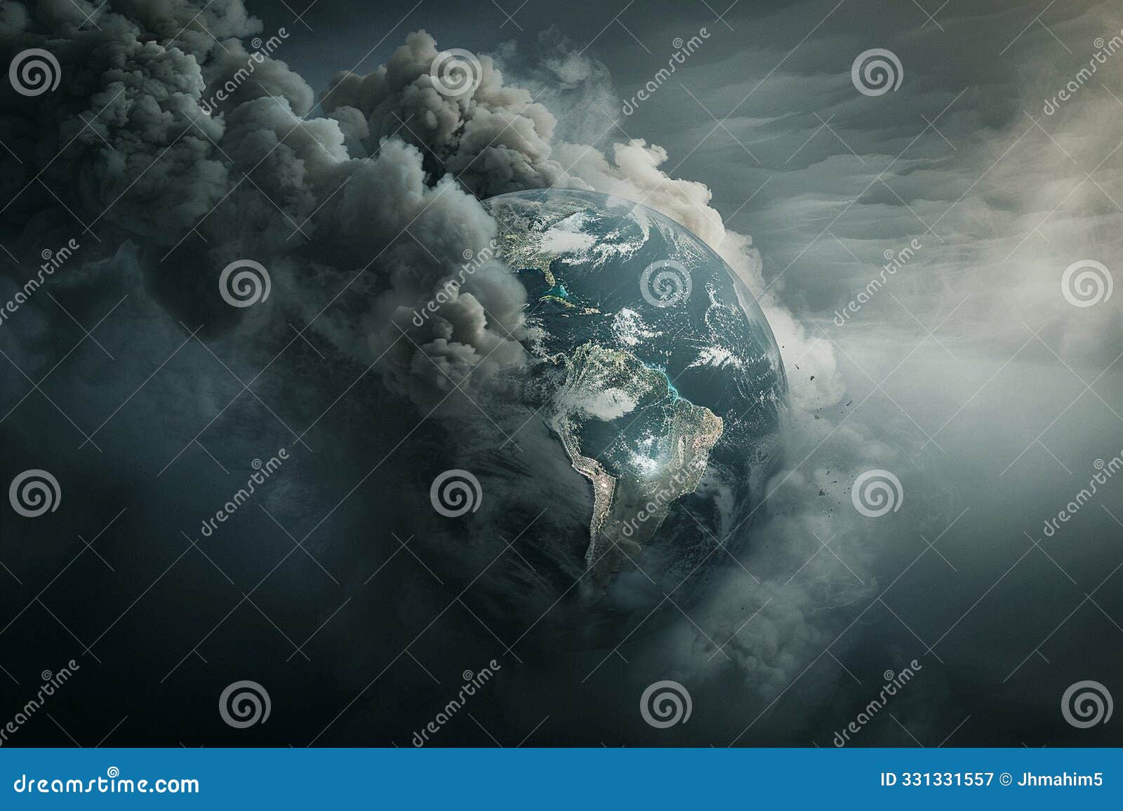 Planet Earth Drowning in Smoke Stock Illustration - Illustration of ...