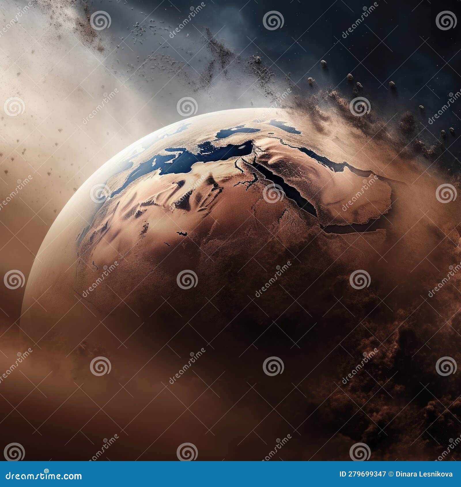 Planet Earth in Dust, Generative Ai Stock Illustration - Illustration ...