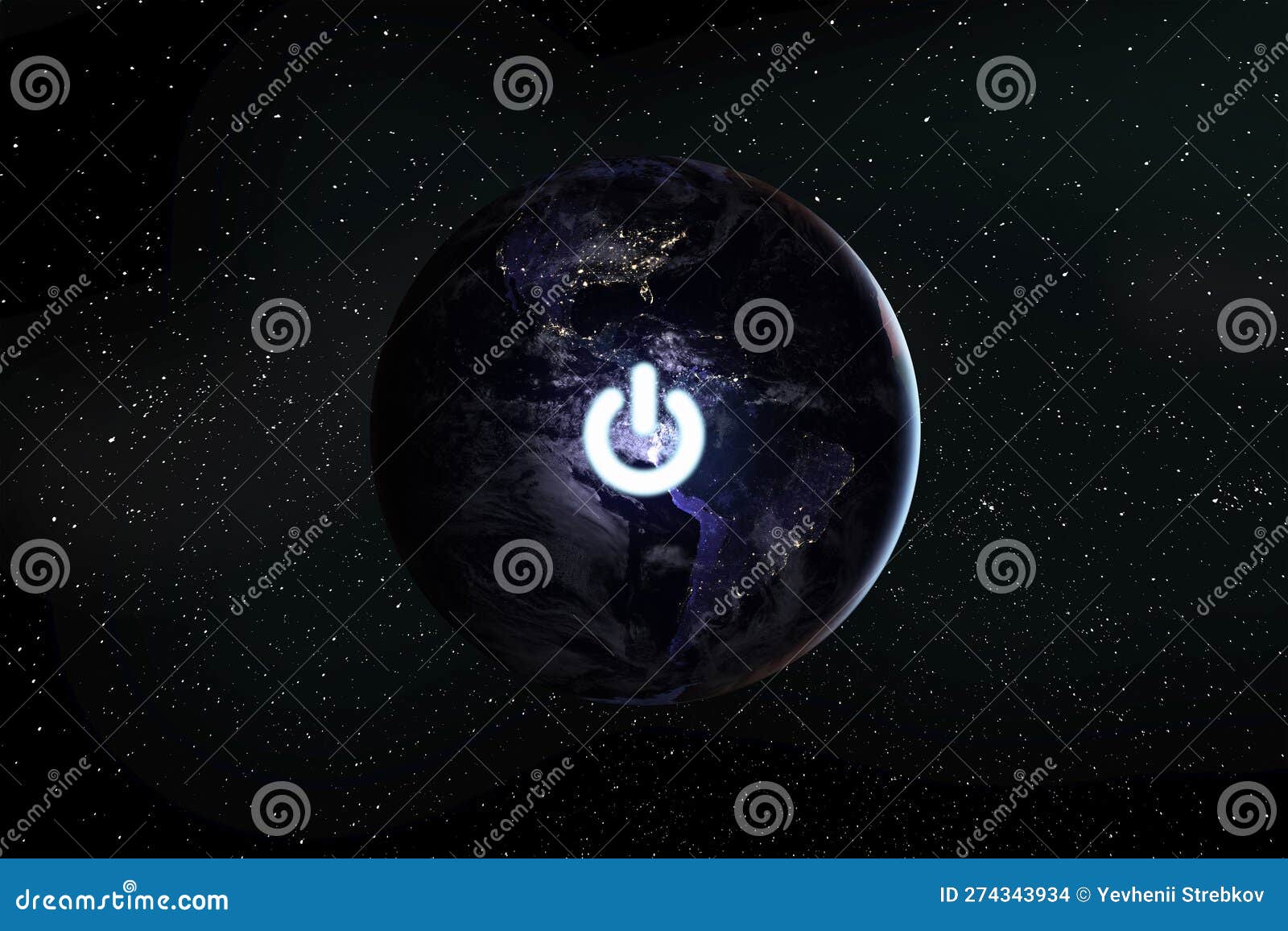 Planet Earth and Electrical Power Button. Earth Day and Hour Event ...