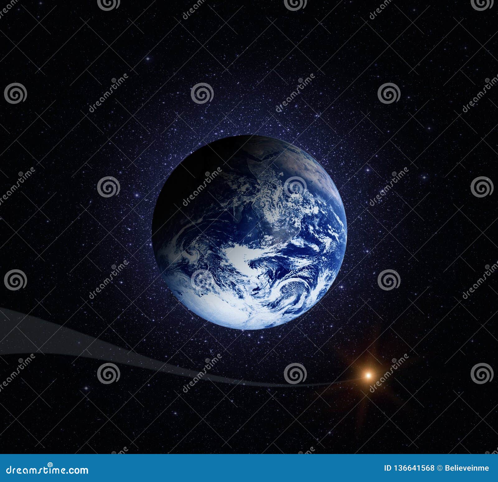 Planet Earth. Earth in the Endless Stellar Space. Stock Illustration ...