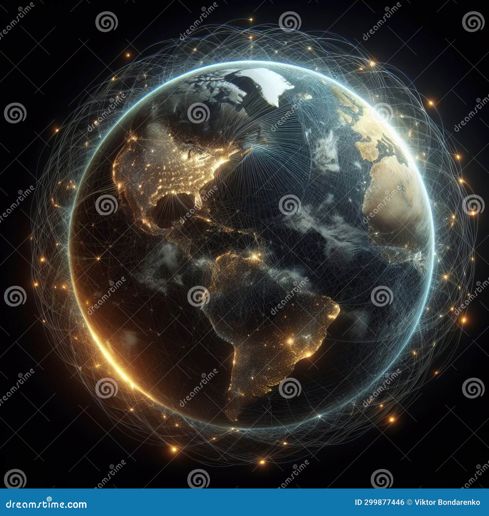Planet Earth Enveloped in Digital Wireless Networks Stock Photo - Image ...