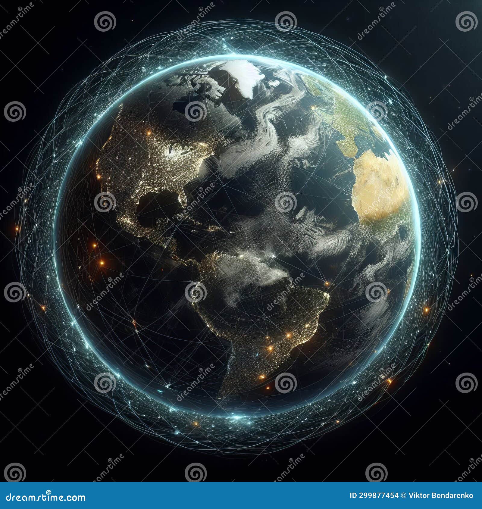 Planet Earth Enveloped in Digital Wireless Networks Stock Photo - Image ...