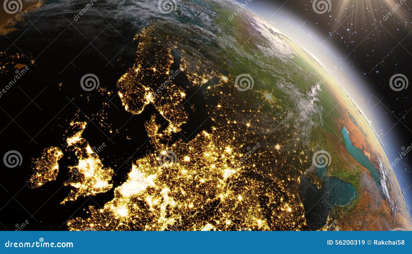 Planet Earth Europe Zone Using Satellite Imagery NASA Stock Image ...