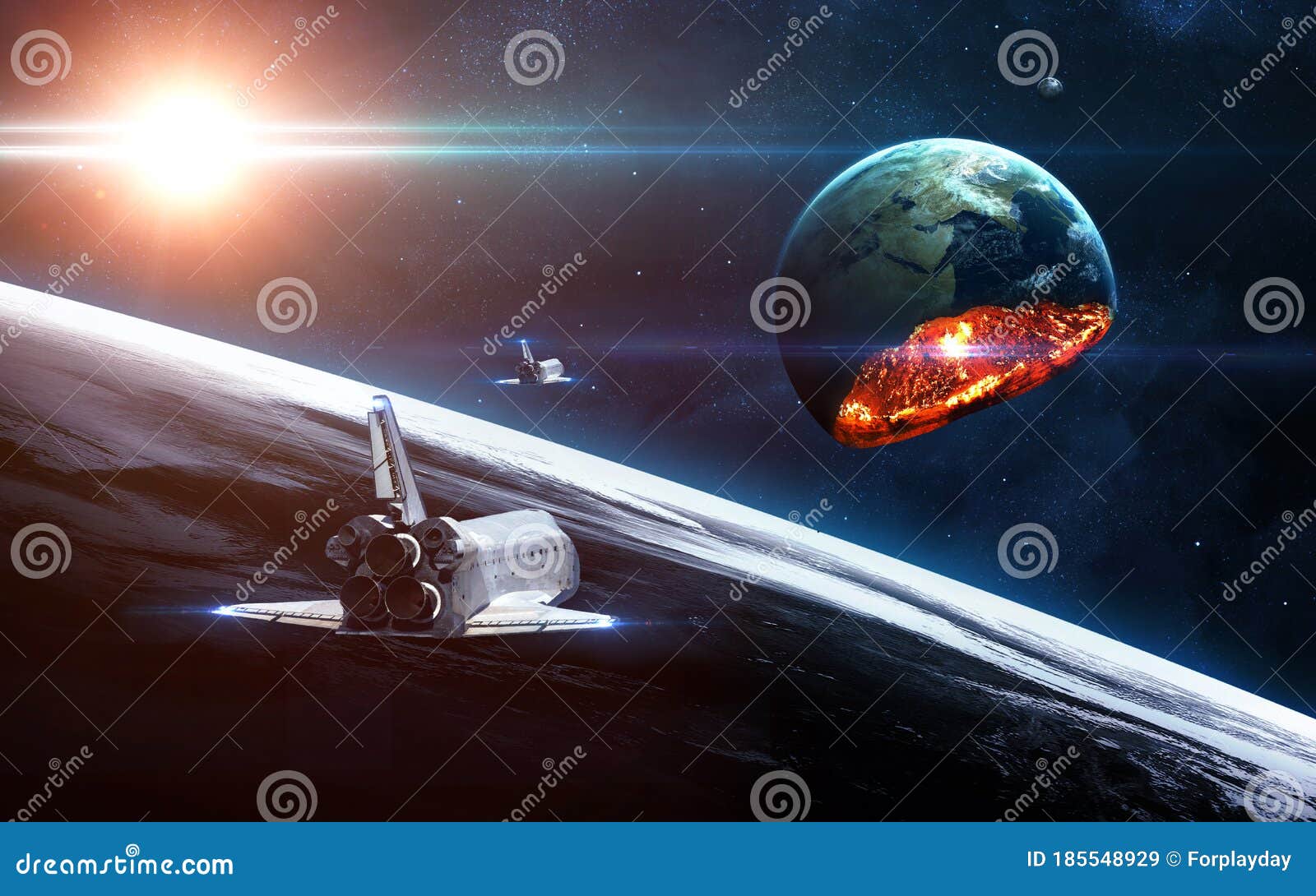 Planet Earth exploding stock illustration. Illustration of comet ...