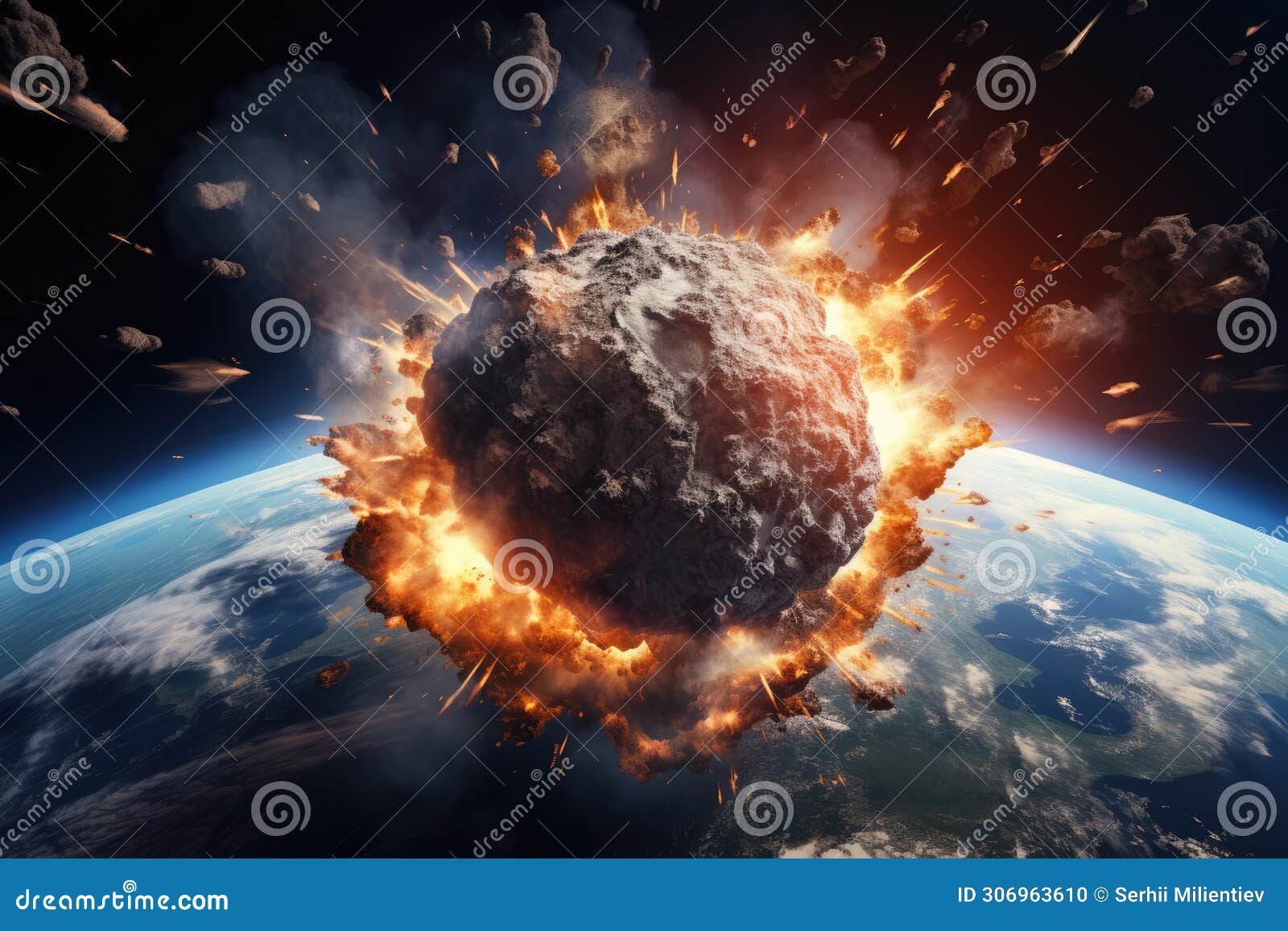 Planet Earth Exploding from Nuclear Blast. Explosion of Atomic Bomb ...