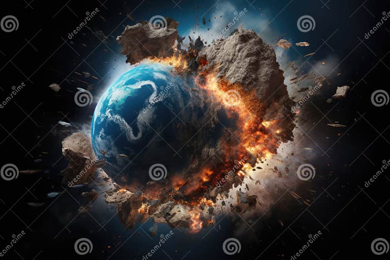 Planet Earth Exploding from Nuclear Blast. Explosion of Atomic Bomb on ...