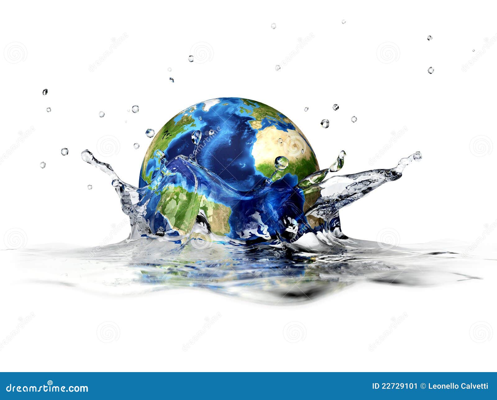 Planet Earth, Falling into Clear Water, Splashing. Stock Illustration ...