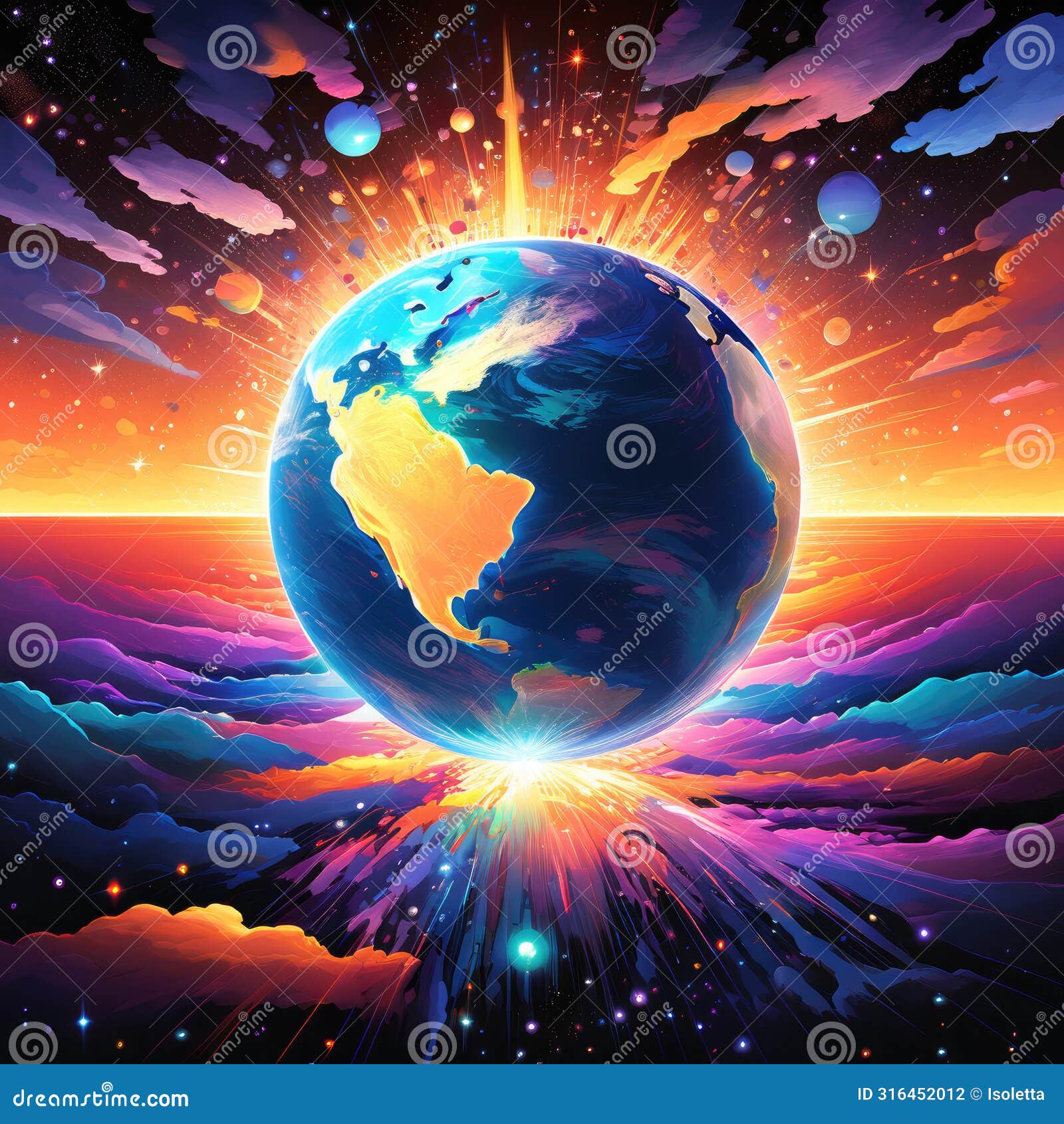 Planet Earth Fantasy Bright Illustration Stock Photo - Image of concept ...