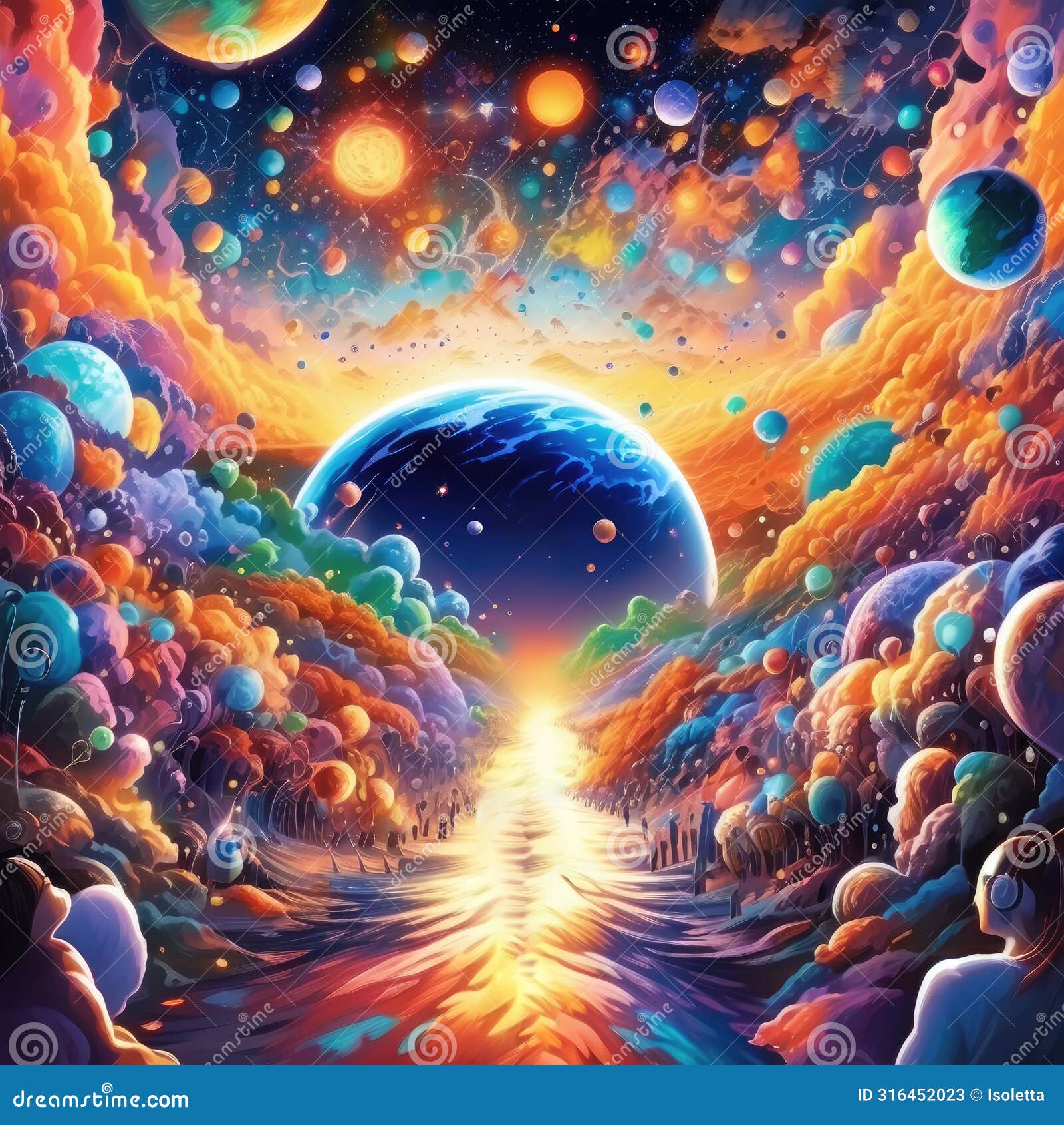 Planet Earth Fantasy Bright Illustration Stock Image - Image of clouds ...