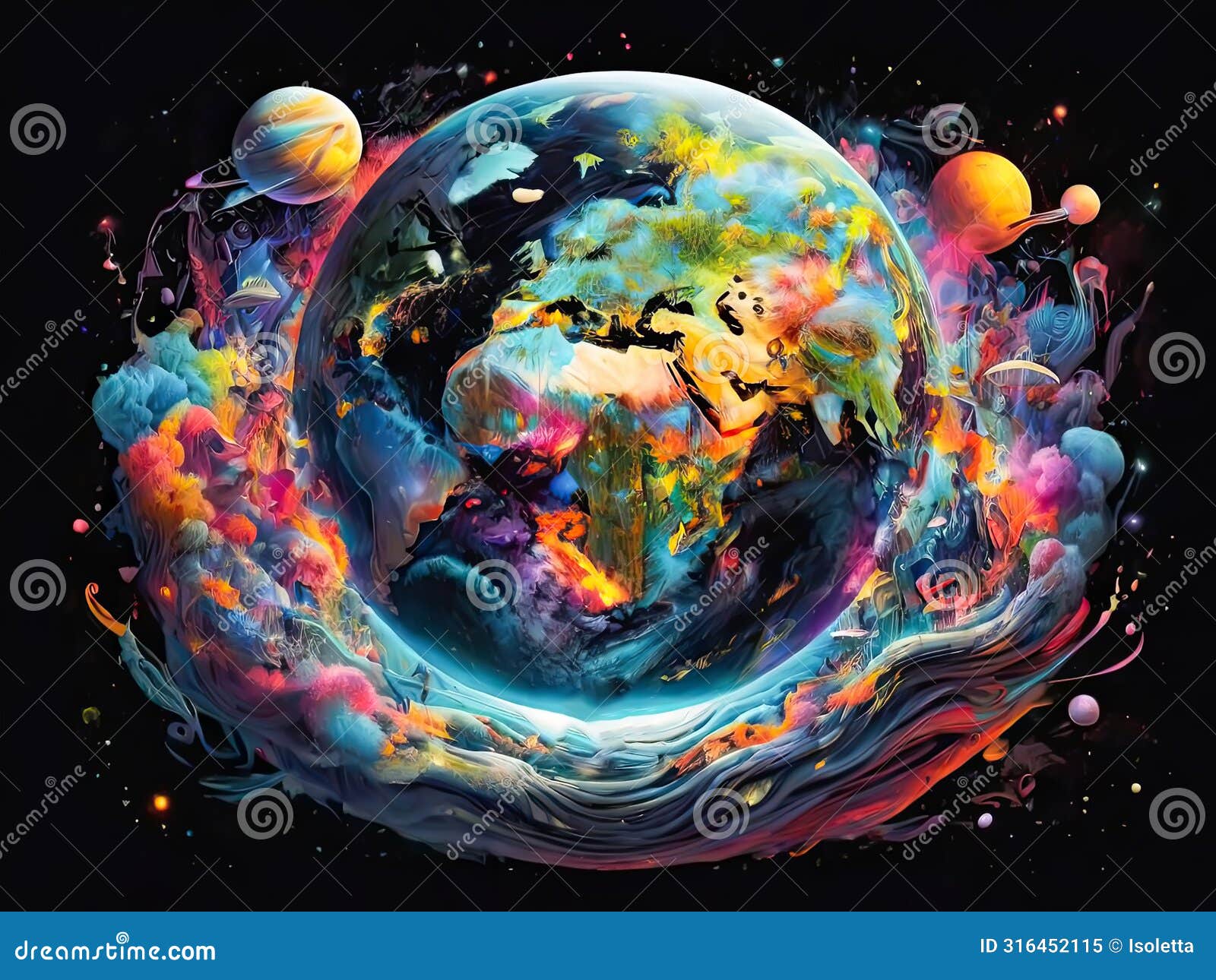 Planet Earth Fantasy Bright Illustration Stock Image - Image of nature ...