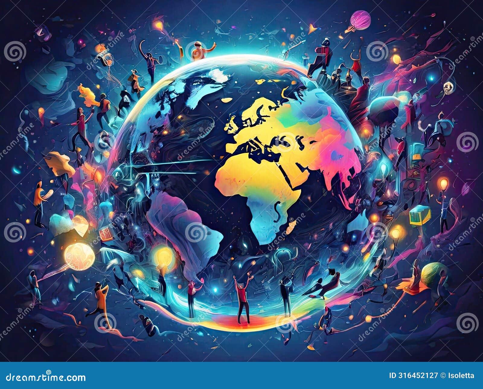 Planet Earth Fantasy Bright Illustration Stock Image - Image of europe ...