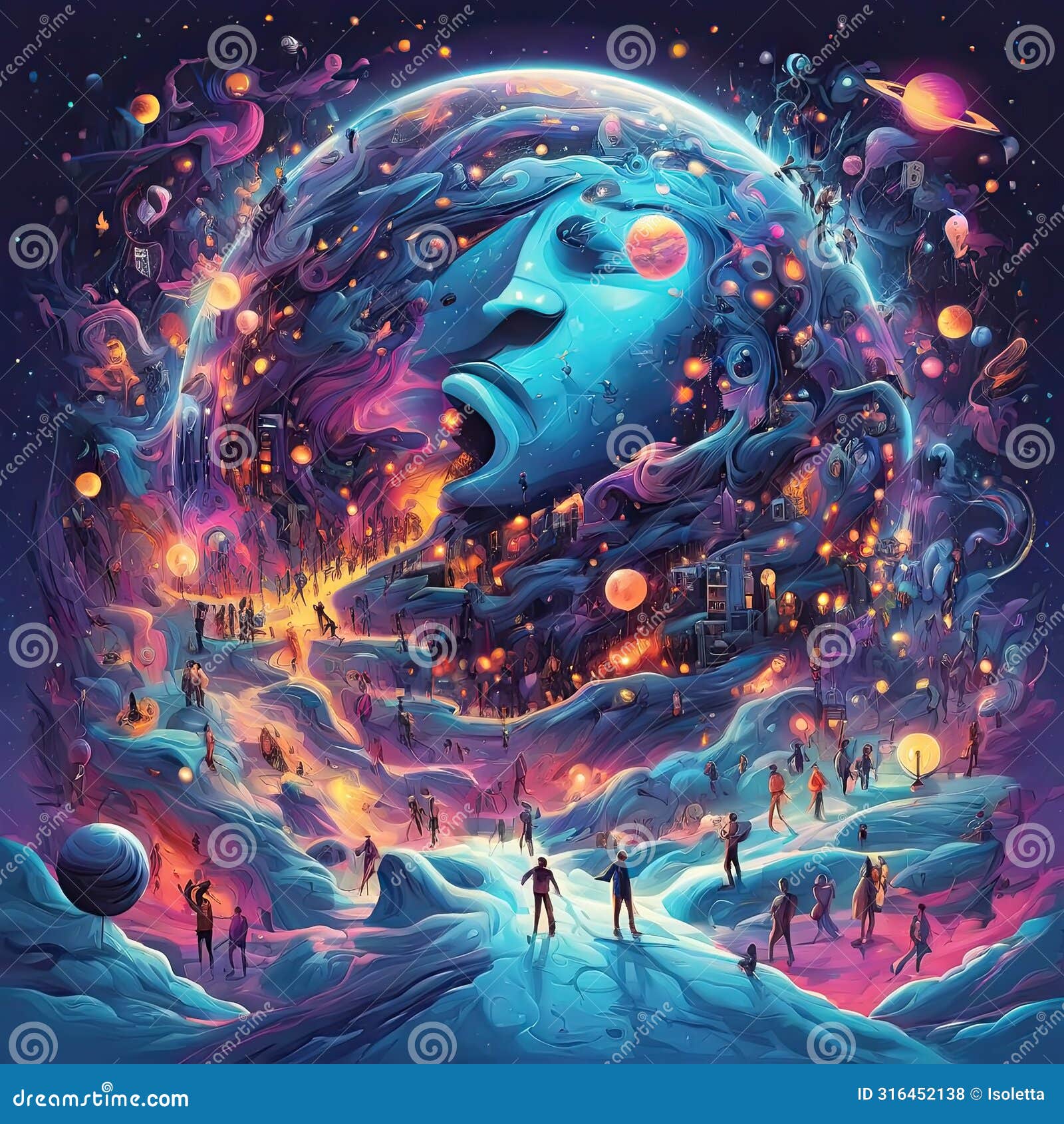 Planet Earth Fantasy Bright Illustration Stock Illustration ...